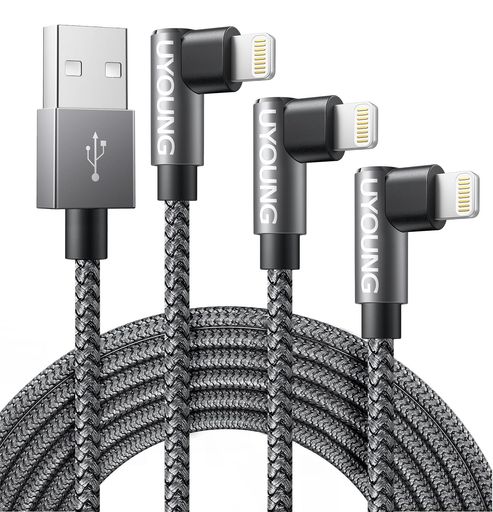 【L字型コネクタ】:iPhone充電ケーブルl字のコネクタは90度、充電の時には、ゲームの操作や動画を見るのは邪魔されない。L型デザイン、充電も邪魔されないケーブルの曲げ損傷が防止されます。 【急速充電&amp;データ転送】:最大2.4A電...