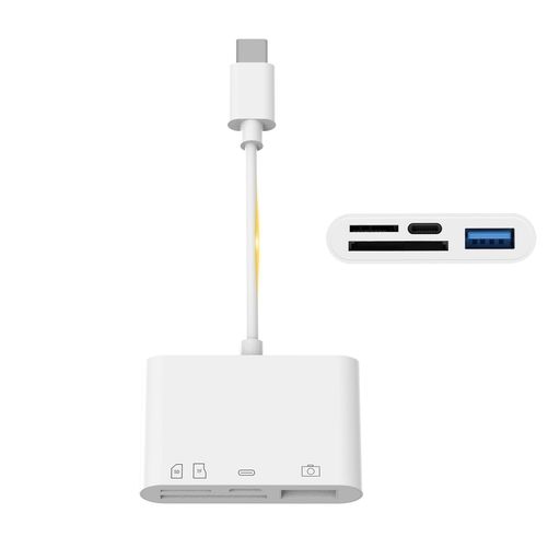 👑【新設計:USB/SD/TF/Type-C4in1機能!1本で十分!】タイプcSDカードリーダーはSDカードポート(SD/SDHC/SDXC/RS-MMMC/MMMC-Microカード)、TFカードポート(MicroSD/...