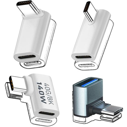 【直角設計】90度直角設計のUSB-CL型アダプターは、ケーブルの抜き差しを容易にするだけでなく、ケーブルの曲がりや断線を効果的に防止し、優れたデザインと安定性を向上させます。データケーブルが視線を遮ったり、データケーブルが不快に感じたりす...