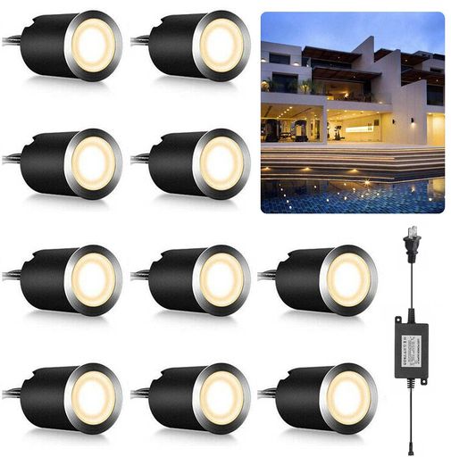 屋外通路テラス壁地面天井歩道車道芝生庭玄関台所ウッドデッキ用埋設型スッポト 「製品仕様」超高品質のLED埋め込み式スッポトライト✕10(0.6W/個)、サイズ:Ø32*H22mm、出力:DC12V低電圧、ライト色:電球色2800K 「明るく...