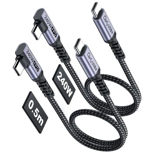 【長さ50センチ】50センチは車内充電の理想的な長さ 【240 W急速充電】usb c線は240 W 48 V/5 A急速充電を提供する。霹靂4ポートを使用すると、パソコン、タブレット、携帯電話を急速に使用して充電することができる 【40 ...