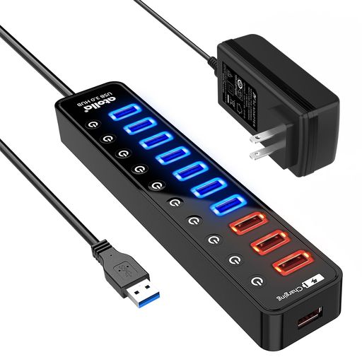 【atolla USB3.0ハブ11ポート拡張】パソコンのUSBポートは1つを7つのUSB3.0データ転送ポート+4つの高速充電ポートに拡張します。▶複数のHDD外付け、USBメモリ、スマートフォン、カードリーダー、プリンター、マウス、キー...