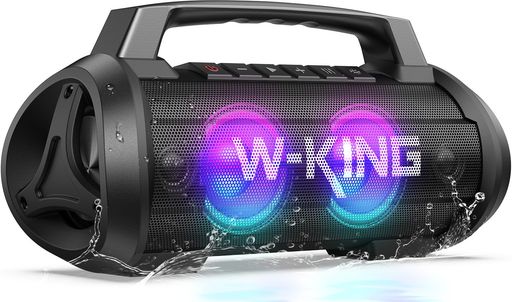 70w RMS (120w ピーク) パンチの効いた低音とRGBライト: サブウーファー(ダブル45W)、ツイーター(ダブル10W)、ダブル大型パッシブラジエーターを備えたポータブルBluetoothスピーカーは、超深みのある低音とクリスタ...