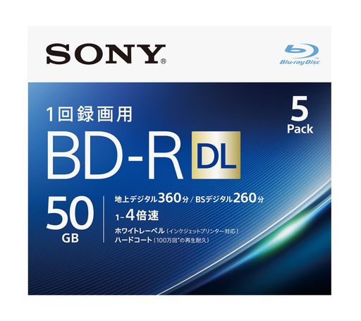 大切な映像の保存用ディスクに最適。傷・埃・汚れに強い高性能なハードコートを採用 規格:映像用BD-R 2層 入り数:5枚(ケース) 容量:50GB/1枚 盤面:ホワイトレーベル 倍速:4倍速対応(1-4倍速) インクジェットプリンター対応(...