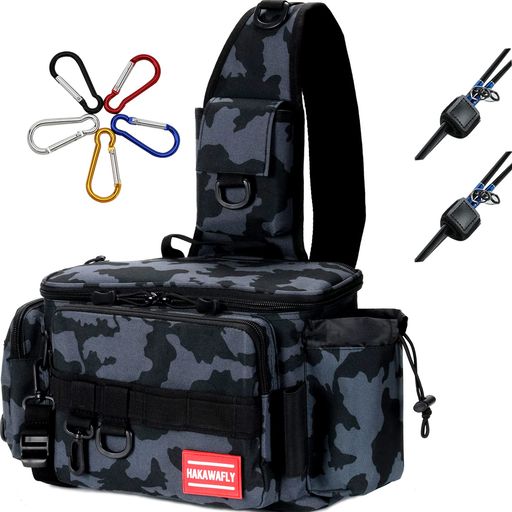 【2022年改良版広口3.0釣りバック5WAY式大活躍と最大3点ロッドを付ける】お客様の声に応じる改善point4:1全開広口ダブルジッパーのメインポケットに、2メインポケット高さを2cm拡大、3竿受け3cmまで、4ウエストベルトが脱着可能...