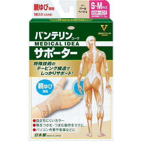 商品情報■　特徴S〜Mサイズ 手の甲周囲17〜19cm 左右共通 特許技術のテーピング構造でしっかりサポート！ ●目立ちにくいカラー ●物をつかむ・つまむ動作をラクに ●パソコン作業や家事などに ○テーピング機能付進化形サポーター テーピン...