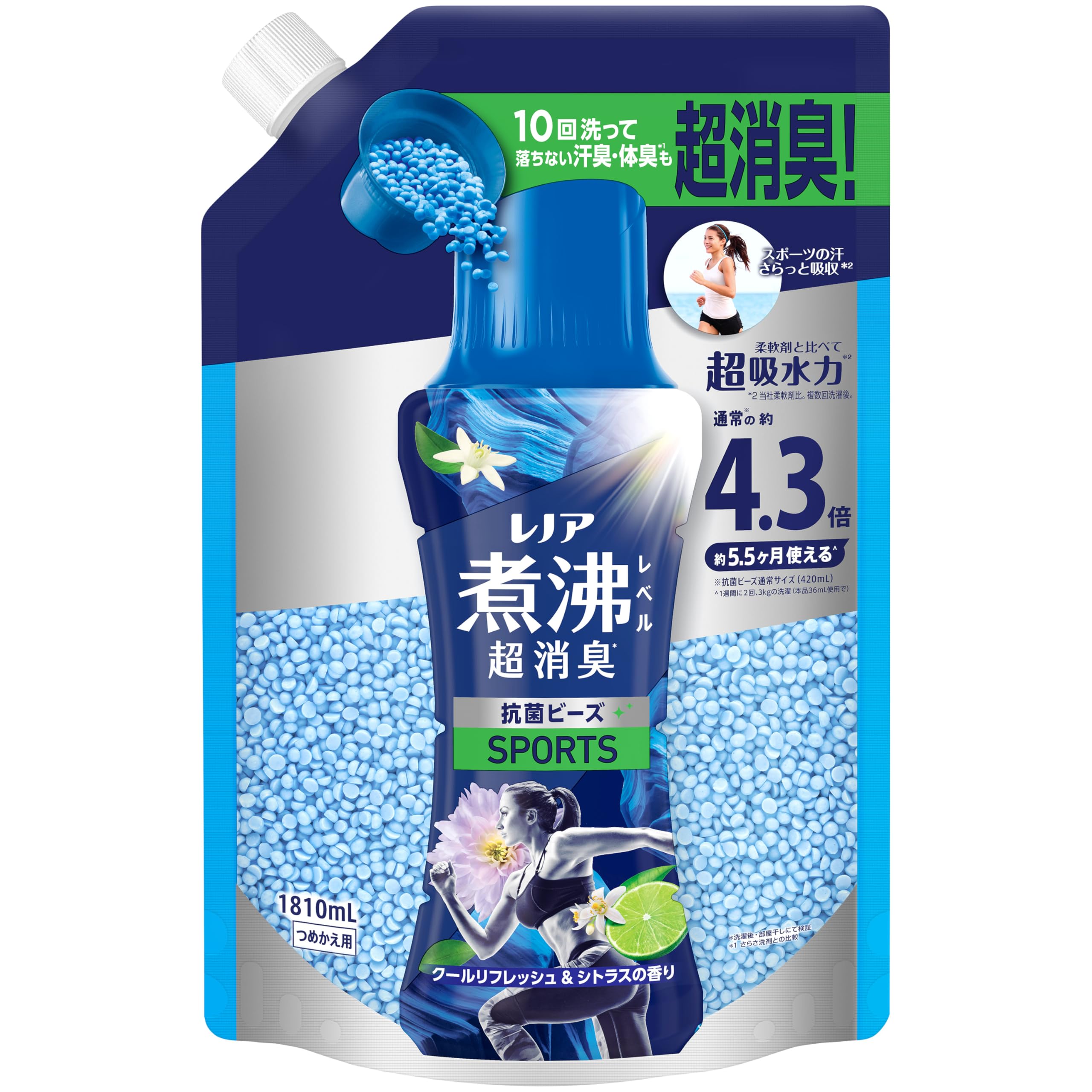 商品説明■　情報110回洗って落ちない汗臭・体臭*も超消臭！ *さらさ洗剤との比較■　情報2抗菌ビーズは、衣類の消臭専用のお洗濯ビーズ。いつもの洗剤や柔軟剤に加えるだけで、しみついたニオイまで煮沸レベルに消臭* (*洗濯後・部屋干しにて検証...