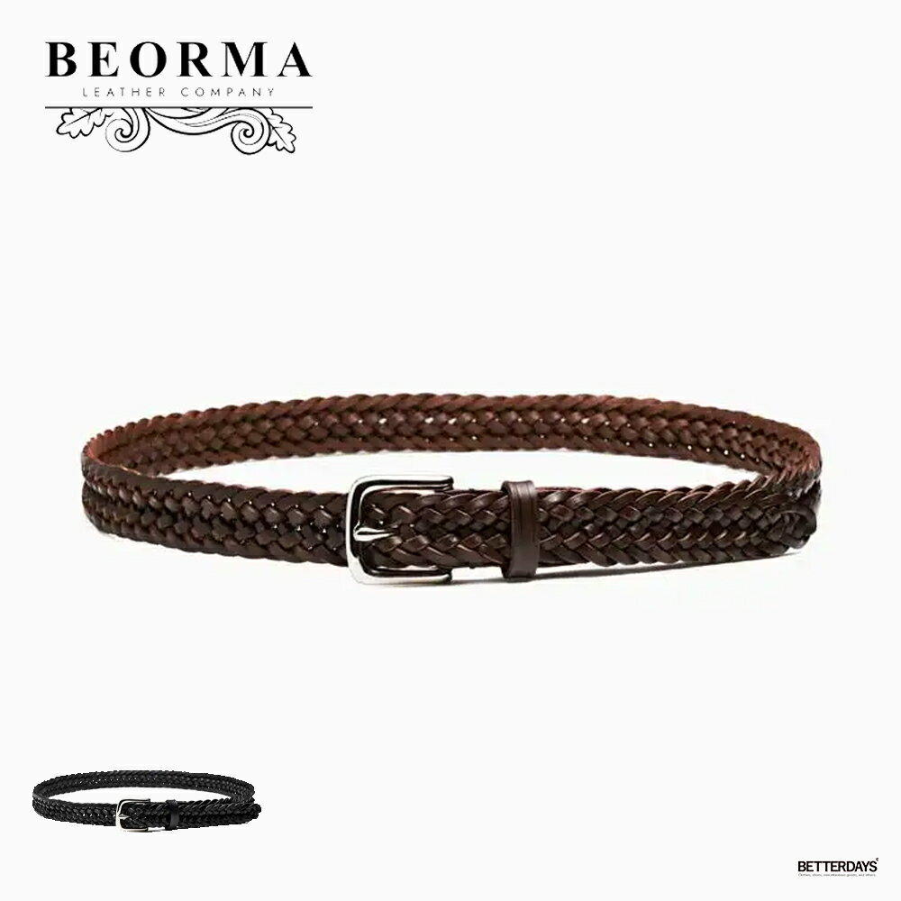 商品について ベオーマのアイコニックなメッシュベルトは、肉厚で良質なカウハイド（成牛革）を職人の手で一本一本丁寧にしっかりと編み込まれています。 25mmのナローなベルト幅に合わせて革の厚みも絶妙に調整されているので、ドレス系パンツとの相性...