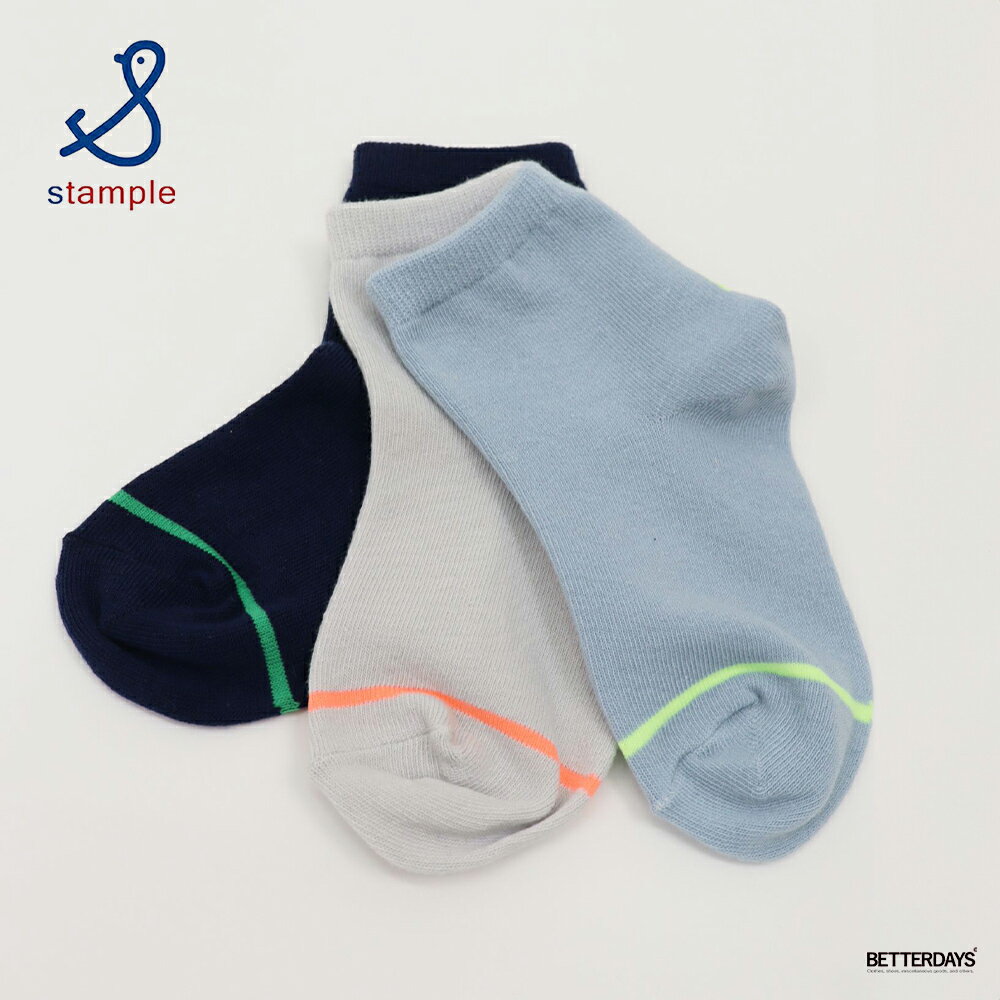 商品について スタンプルのネオンカラーライン　ショートソックス 3足組です。 ネオンカラーのラインがアクセントに。 学校に履いて行って自慢しちゃおう。 原産国 中国 素材 綿・ポリエステル・その他 サイズ M：16-18cm　L：19-12...