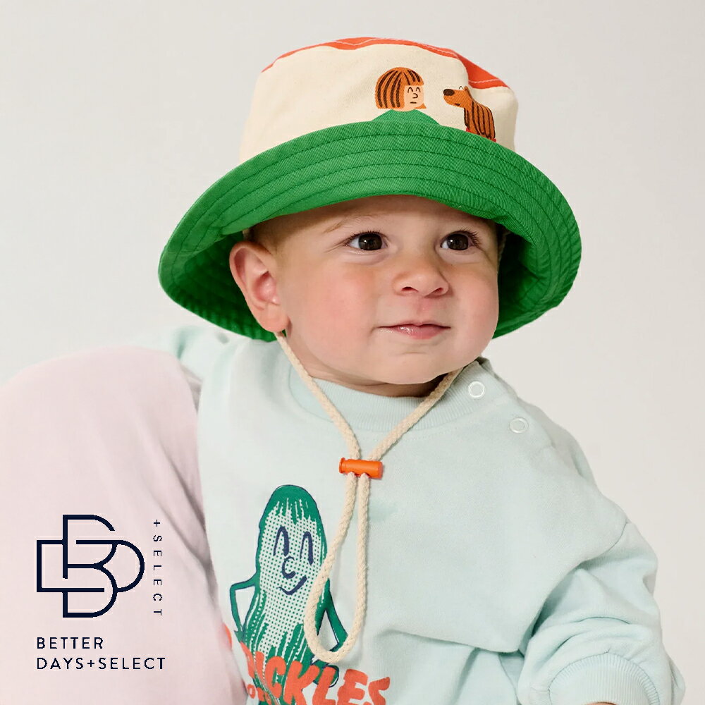 商品について 可愛らしい犬と女の子のモチーフがプリントされたBOBO CHOSESのバケットハットです。 顎紐つきでお子様も安心して被れます。 原産国 中国 素材 100% Recycled Cotton サイズ HEAD 48cm HEA...