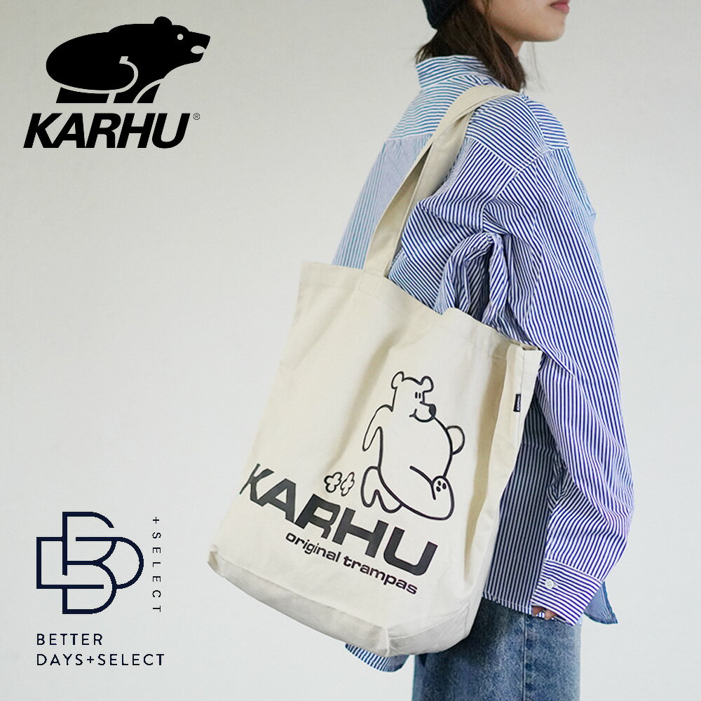 商品について 手持ちで使える可愛らしいサイズのトートバッグで、中にはポケットが付いていて、マグネットの開閉で楽ちん！ 素材 コットン100% サイズ H=42 W=45 D=17.5cm KARHU/カルフについて フィンランド語で”熊”を...