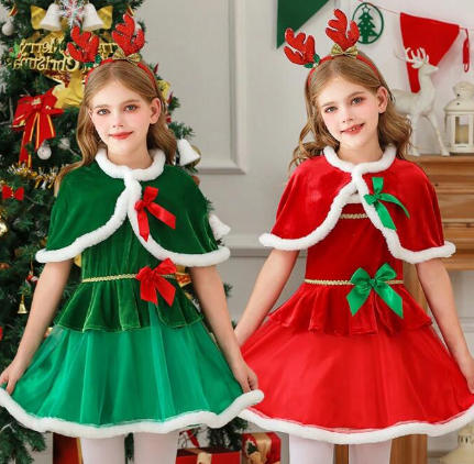 商品名 女の子 クリスマス 衣装 サンタ服 色 写真色 内容 キャミソールワンピース＋ケープ 髪飾り追加可能 サイズ 110：バスト64　ウエスト56　着丈47　身長100-110　体重12-17KG 120：バスト68　ウエスト60　着丈...