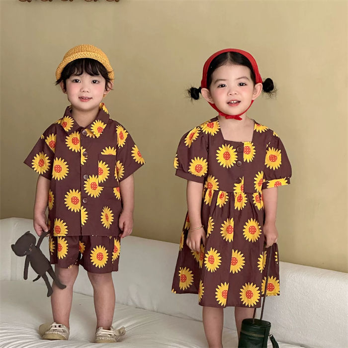 子供服 兄妹 お揃い 姉弟 兄妹おそろい アロハシャツ セットアップ ワンピース 姉弟コーデ リンクコーデ 夏服 夏 キッズ 女の子 男の子 上下セット 半袖シャツ ショートパンツ リゾート ベビー かわいい おしゃれ 旅行 ハワイ 出産祝...