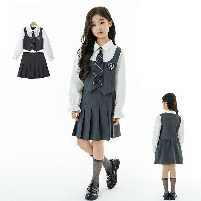入学式 スーツ 女の子 プリーツスカート 2点セット キッズ 小学校 卒業式 フォーマルスーツ セットアップ jk スカート 春秋 長袖 重ね着風 トップス 子供スーツ 子供服 大きいサイズ カジュアル ジュニア フォーマル 結婚式 入学式...