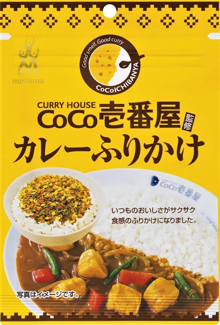 三島食品とCoCo壱番屋が共同開発した、彩り豊かなふりかけです。やさいカレーをイメージして作りました。栄養成分 (100gあたり)：エネルギー405kcal たんぱく質 10.7g 脂質 13.4g 炭水化物 60.4g 食塩相当量 9.9...