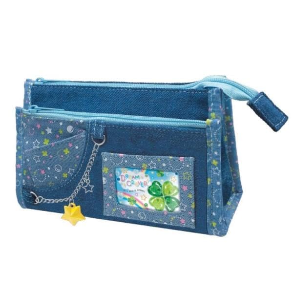 サイズ：約110×185×60mm素材：デニム・PVC・紙台紙・チェーンマチも広くペンや小物もしっかり入る。 外側にもポケットがあるので機能性抜群。