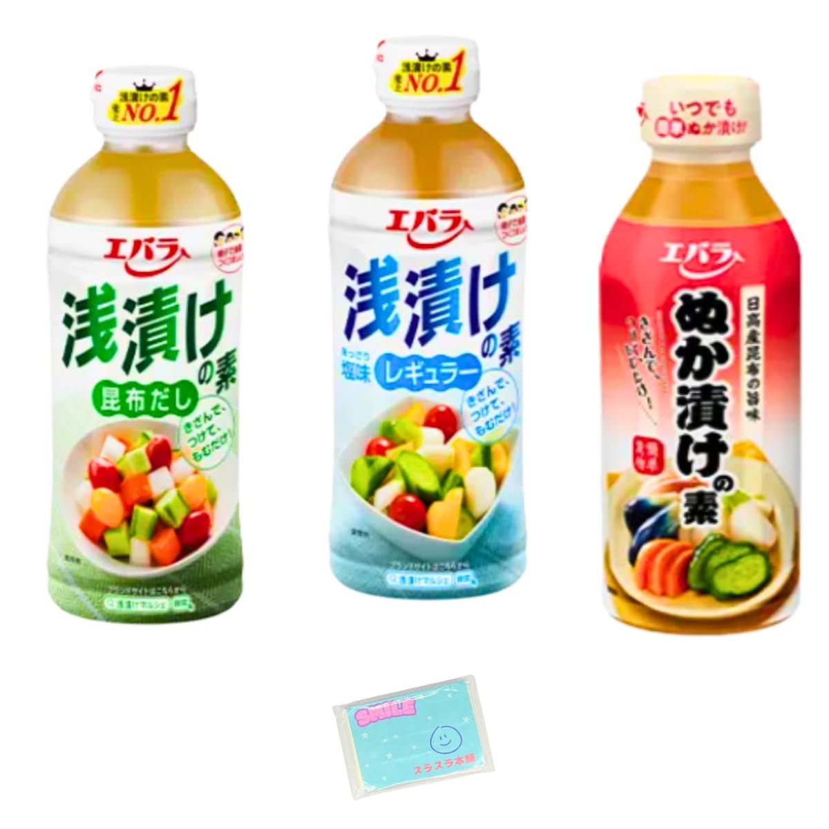 エバラ 漬物の素 3種アソートセット 【(1)浅漬けの素 レギュラー 500ml (2)浅漬けの素 昆布だし 500ml (3)ぬか漬けの素 300ml 】 各種1本ずつ 合計3本セットです。(1)浅漬けの素 レギュラー :野菜の美味しさを...