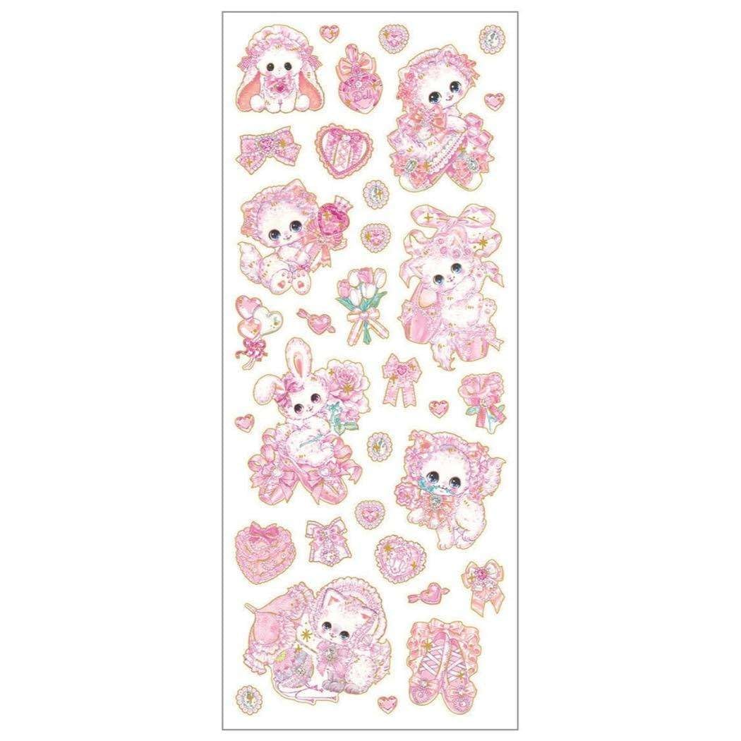 レトロチックで可愛くメルヘンな色合いでゆめかわいいデザイン/デコレーション/飾り/手帳/ステッカーおしゃれ シール デザイン 文具 文房具 新入学 新学期 アクリル絵の具で描く、レトロチックで可愛くメルヘンな色合いのイラストレーター[飴の森...