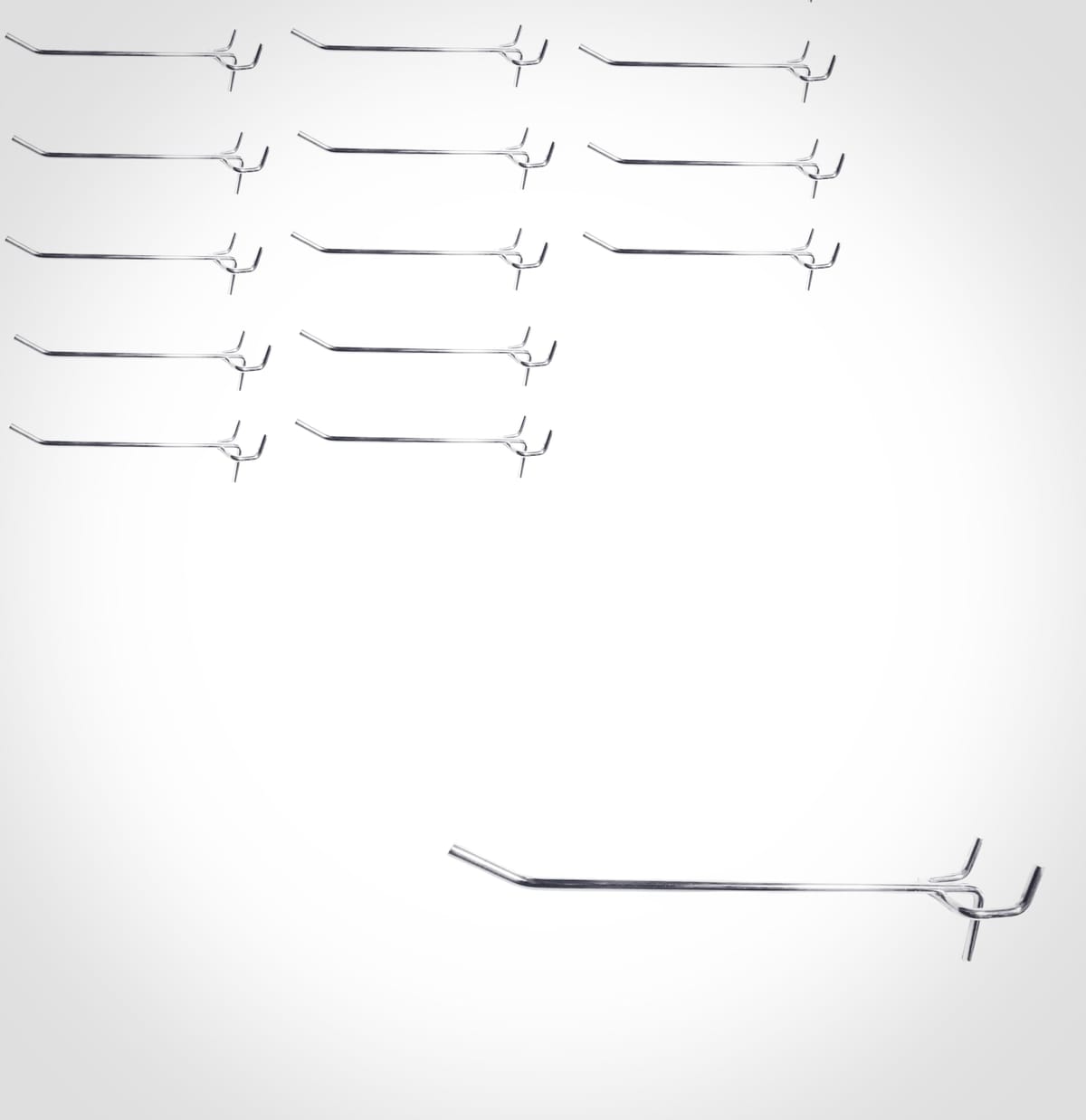 ✅穴に引っ掛けるだけで簡単に吊り下げ収納できる有孔ボード用T型フック×3本~2000本のセットです。【サイズ】長さ5~15cm（穴ピッチ25/30mm穴径4/5mm）詳細は画像をご確認ください。【耐久性】錆びにくい高耐久スチール製【多用途】...