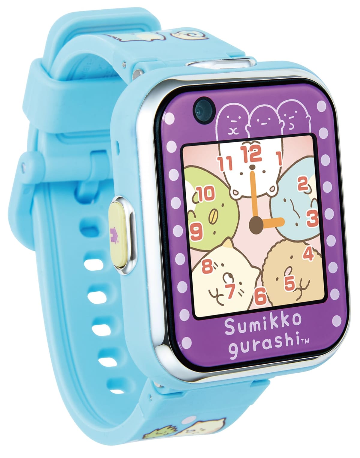 すみっコぐらしのいつでも身に着けて遊べるスマートウォッチのブルーver.になります。歩数計アプリで遊んで表示されたQRコードを別売りの「Wi-Fiでつながる！みんなとつながる！すみっコパッド 8インチ」で読み込むと、すみっコパッドの方ですみ...