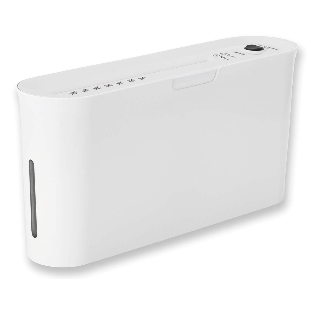 定格細断枚数:A4コピー用紙2枚、最大細断枚数:3枚、ダストボックス容量:約4L(A4コピー用紙約38枚)、定格使用時間:10分間、給紙口幅:A4(219mm)、細断寸法:2.0×10mm、消費電力:30W、使用電源:AC100V、保証期間...