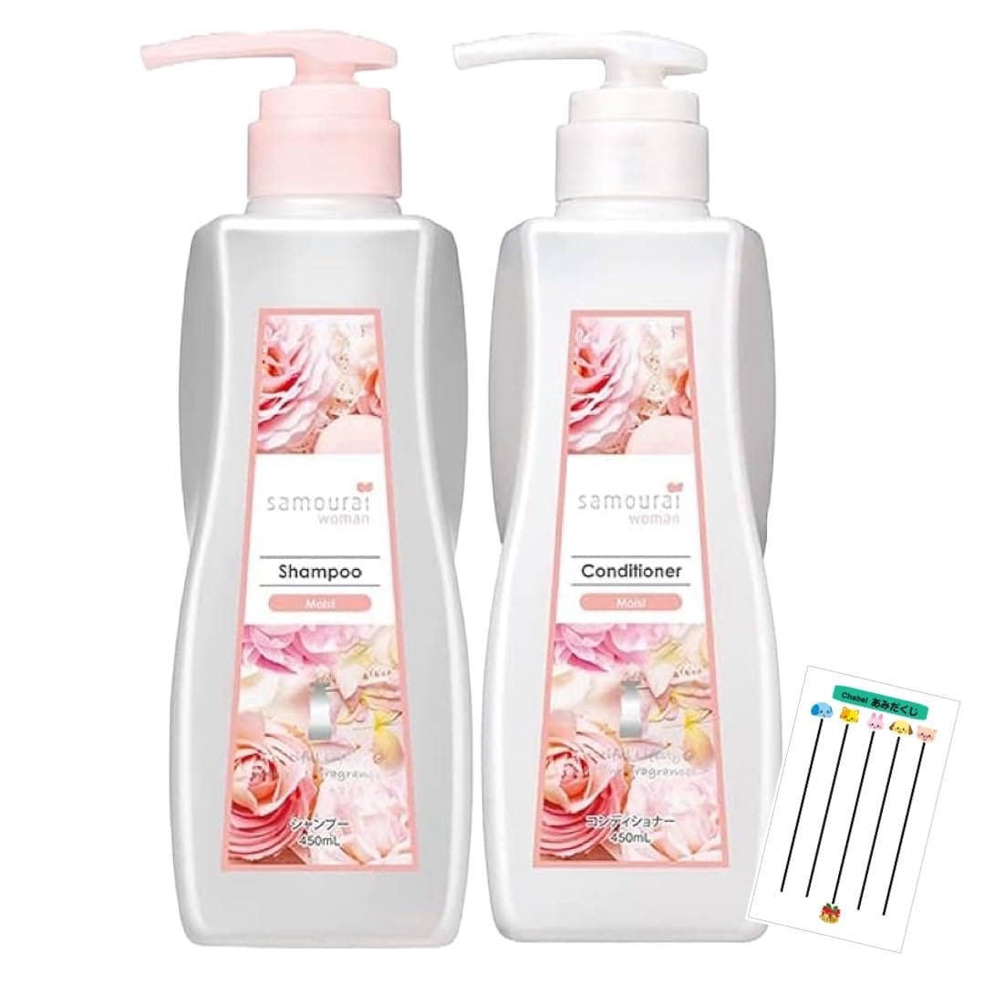 「サムライウーマン」の香り＜モイスト＞「サムライウーマンホワイトローズ」の香り＜スムースモイスト＞ 8種のアミノ酸と3種のセラミドを配合。 髪とお肌に優しい成分が毛髪に吸着し、うるおいを与えながらしっかり守ります。 キューティクルリペア成分...