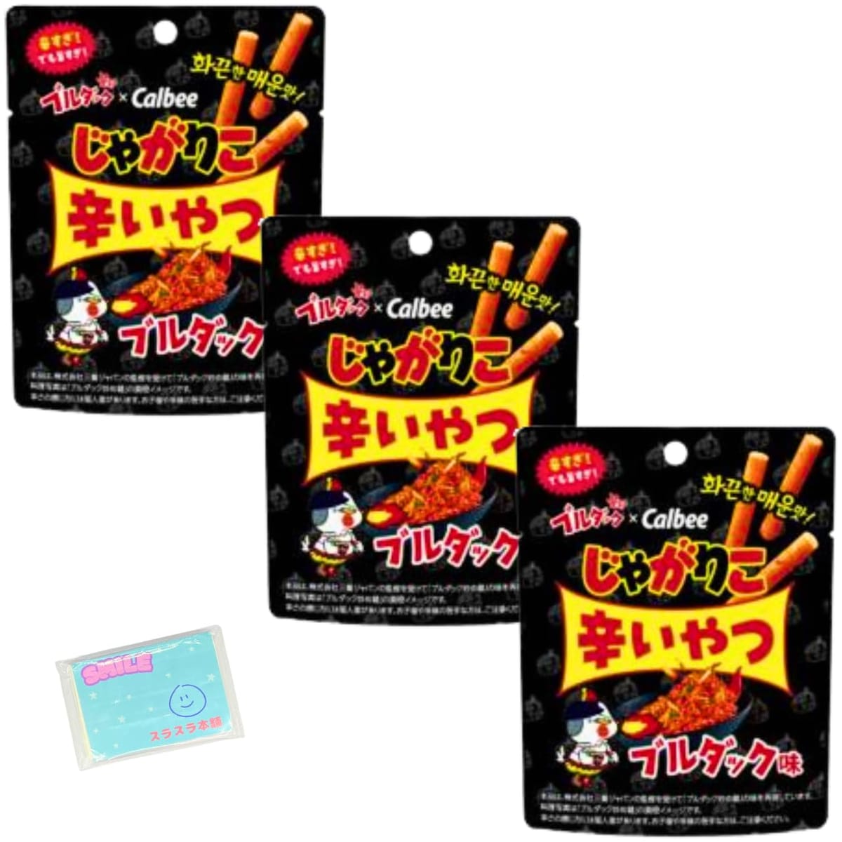 カルビー じゃがりこ辛いやつ ブルダック味 38g ×3袋セットです。「ブルダック炒め麺」の本格的な刺激のある辛さが楽しめます。ブルダックソースをイメージした赤色のスティックで、食べる前から辛いことを想起させ、ワクワク感を盛り上げます。 カ...
