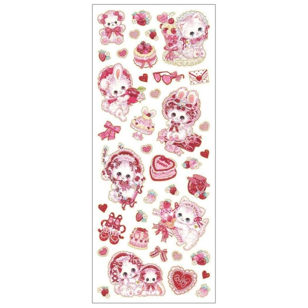 レトロチックで可愛くメルヘンな色合いでゆめかわいいデザイン/デコレーション/飾り/手帳/ステッカーおしゃれ シール デザイン 文具 文房具 新入学 新学期 アクリル絵の具で描く、レトロチックで可愛くメルヘンな色合いのイラストレーター[飴の森...