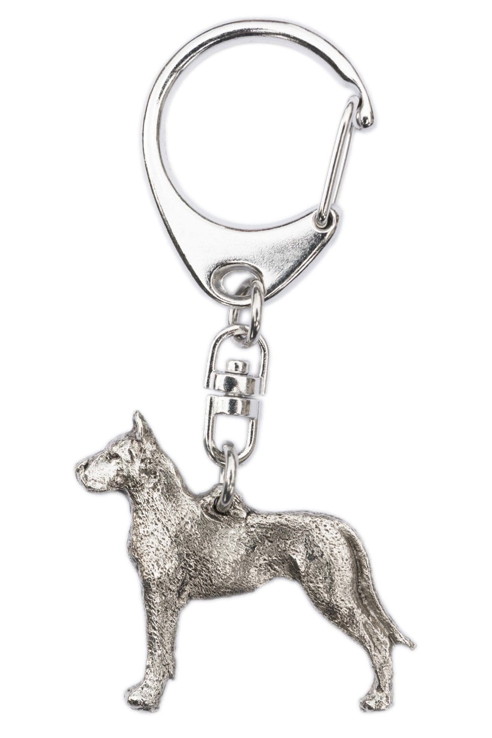 [全189種] イギリス製 アート ドッグ キーホルダー コレクション犬種：グレートデン（断耳バージョン）サイズ（チェーン部除く）：3.3×3.5×0.3 cm重量：10g　　 合金製（アンティークシルバー調仕上げ）　 ワンタッチでスムーズ...