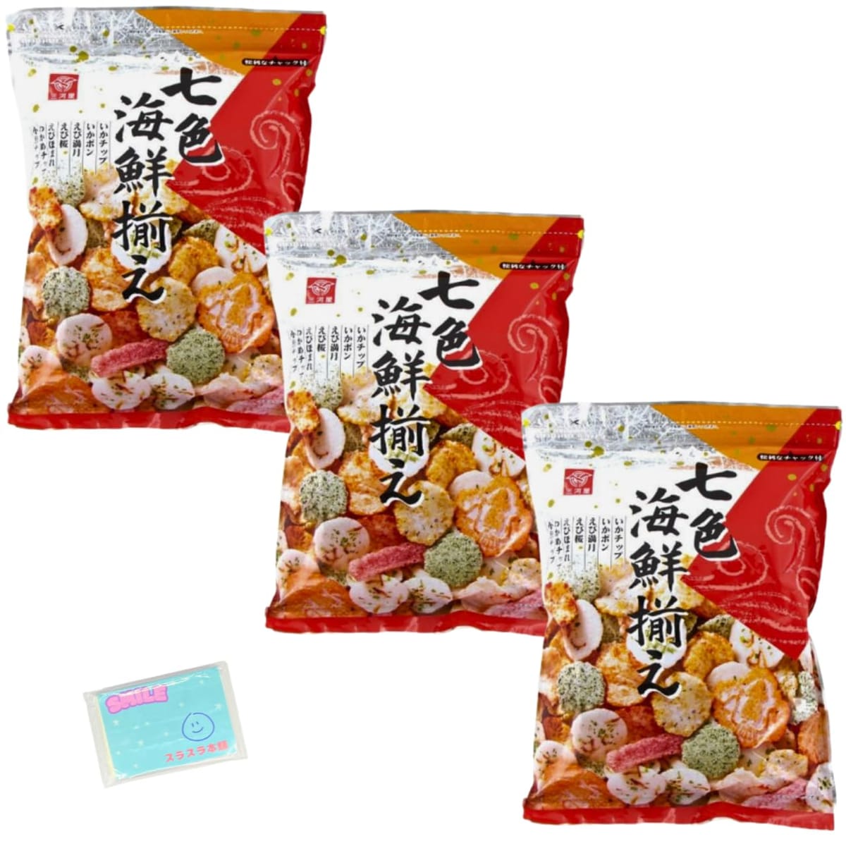 三河屋製菓 七色海鮮揃え 125g ×3袋セットです。7種類のえびせんべいが楽しめます。 おやつやおつまみにピッタリ! 保存に便利なチャック付です。 三河屋製菓 七色海鮮揃え 125g ×3袋セットです。 7種類のえびせんべいが楽しめます。...