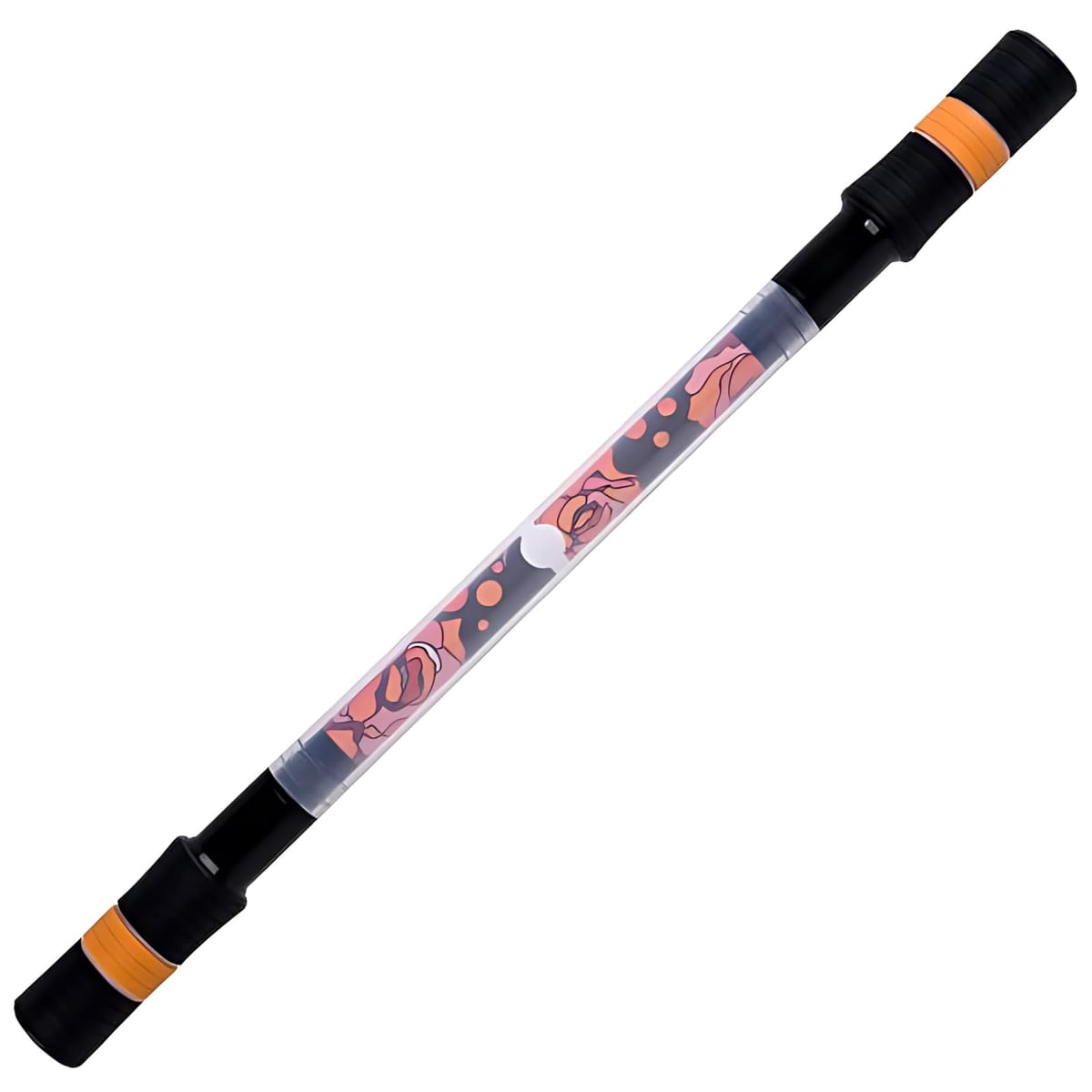 太めの軸（11mm）と絶妙な重量バランスで、初心者から上級者まで扱いやすいペン回し専用ペンです。半透明軸にインサートデザインがおしゃれ。個性を演出するスタイリッシュな外観です。程よい柔らかさのエニーボール風グリップを採用。滑りにくく、長時間...