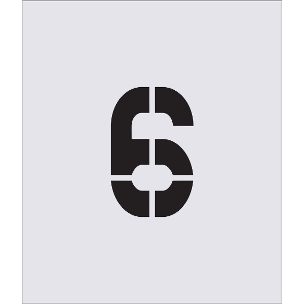 ■吹付用のステンシルプレートです。■ポリプロピレンの薄い板のため曲面にそわせて使用することができます。■材質がポリプロピレンのため、使用後の処理も簡単です。【用途】・駐車場などの吹付用プレートに。【仕様】・表示内容： 6・文字サイズ（mm）...