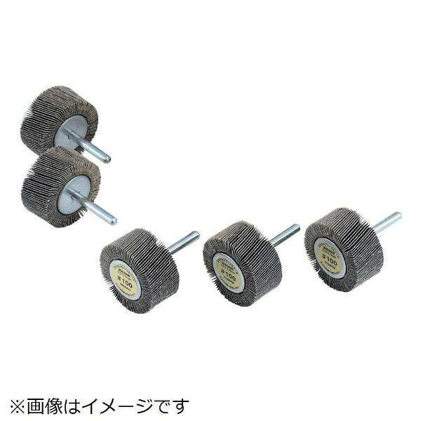 ■一般金属用です。フラップが斜めについているため、加工物へのタッチがたいへんソフトです。汎用の軸付フラップホイールのもつ特性を生かし、より研削性と持続性能をアップした製品です。（従来比30％アップ）【仕様】・最高使用回転数： 20000rp...