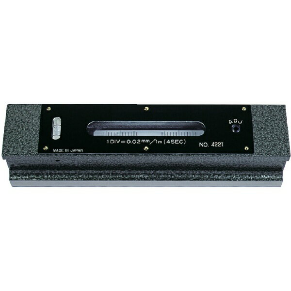 ■主気泡管の目盛誤差は2目盛以内です。■主に工作機械などの水平出しに適しています。【仕様】・長さ（mm）： 200・幅（mm）： 48・厚さ（mm）： 45・感度（mm）： 0.02・精度： 2目盛以内