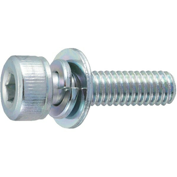 ■環境負荷の少ない三価クロメート品です。■六角レンチで締められるので機械組み立てに最適です。【仕様】・寸法（mm）d： M3・寸法（mm）L： 6・強度区分： 10.9・ワッシャー・スプリングワッシャー（I-3タイプ）付