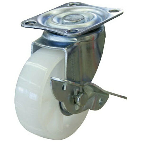 ■取付座（mm）： 100×58■取付ピッチ（mm）： 82×40■車輪材質： ナイロン■耐摩耗性に優れています。始動がスムーズです。【仕様】・車輪径： φ75mm・取付穴径： φ8.8mm【セット内容／付属品】・キャスター金具： スチール...