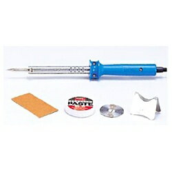 はんだこてにはんだ、ペースト、折り曲げこて台、サンドペーパーをセットしました。初心者の方にも扱いやすい小型、軽量タイプです。