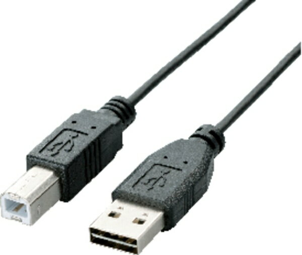 〔USB TYPE-A(オス)⇔ USB TYPE-B(オス):USB 2.0〕 パソコンと大型USB機器との接続に最適な両面挿しタイプのUSBケーブル。【ABタイプ】(1.5m・ブラック) ■挿し込む向きを気にせず使える両面挿しUSBケー...