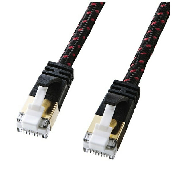［CAT7、0.5m、ブラック＆レッド］安心のつめ折れ防止コネクタと、丈夫で取り回しの良い細径メッシュ採用の10G対応CAT7LANケーブル。◆ギガビット以上での通信を行う際、複数本束ねると互いに干渉し、著しく性能が低下して通信エラーが発生...