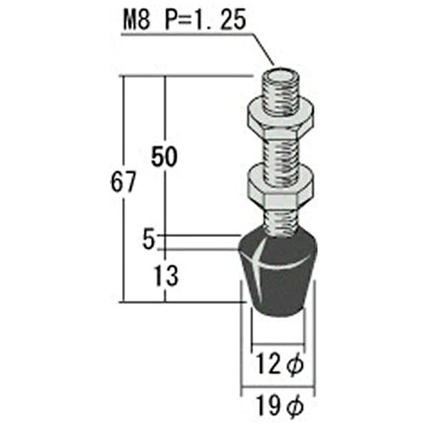 【仕様】・ボルト径×首下： M8×50・硬度： ショア70℃・製造温度： 170℃〜180℃・耐久温度： 80℃（通常）・高温使用： 150℃〜160℃（使用時間30分）