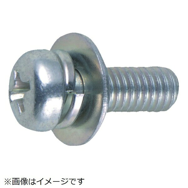 ■環境負荷の少ない三価クロメート品です。【仕様】・寸法（mm）d： M4・寸法（mm）L： 12・強度区分： 4.8・スプリングワッシャー、丸ワッシャー（P-3タイプ）付