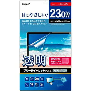 〔23.0型ワイド用（幅509×高さ286mm）〕疲れ目を引き起こす要因のブルーライトを約25%カットできる液晶保護フィルム。■ 目に影響を及ぼすブルーライトを色調を崩すことなく低減し、まぶしさやチラつきを抑えます。■ 独自の技術で黄色みを...