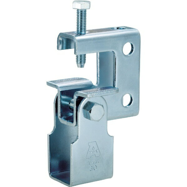 ■天井から梁状に延びている一般鋼材などから鋼材に穴をあけることなく吊りボルトをおろすことができます。【用途】・吊り配管用金具。【仕様】・品名： エイム30・荷重（kg）： 100・吊りボルト径： W3/8・締付厚（mm）： 1〜25