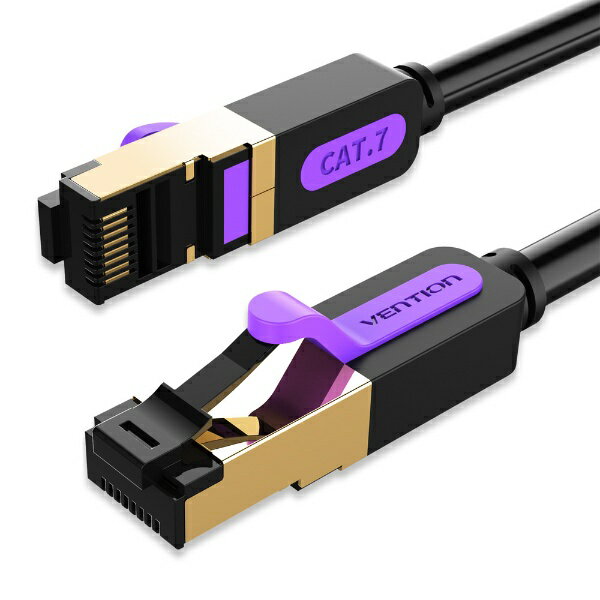 CAT7の伝送速度10Gbps、伝送帯域600Hzまで対応した高速ケーブルです。「ICD Cat.7 SSTP LANケーブル Black」■CAT7 SSTP Ethernet Cable・伝送速度 10Gbps・金メッキ インターフェー...