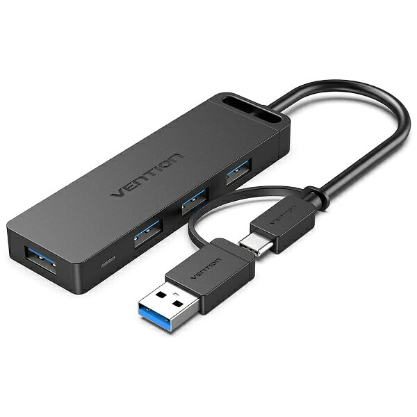 4ポートUSB3.0のUSBハブです。「CHT 4-Port USB 3.0 ハブ セルフパワー / バスパワー対応 Type C&USB3.0 2-in-1 0.15M ABS Typek」■USB Type-CからA-Typeへの変換ア...