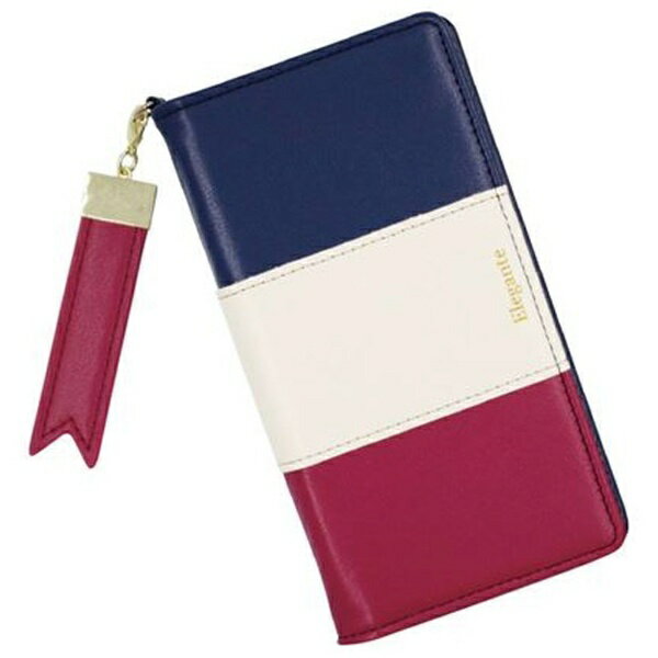 【エレガンテ　トリコロール】お洒落なトリコロールカラー。ケースとおそろいのレザーでデザインされたリボンチャーム付き！取り外してキーチャームとしても使えます。ケースの内側にはポケットつきで便利です。上質なアーティフィシャルレザーで仕立てたケー...