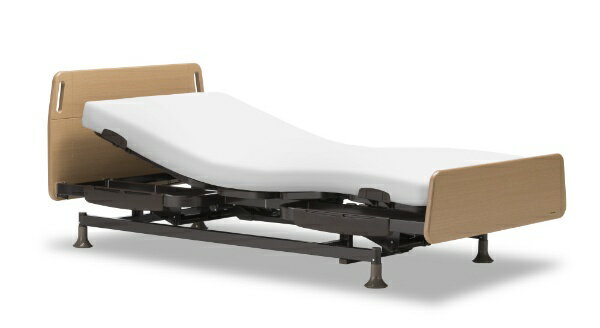 インテリア性の高いウォールナット色の低床電動ベッド「レステックス01FN」 (非課税)■低床設計　床板面の高さ28.5cm〜62.5cmベッドから転落・転倒時の危険度を減らす28.5cmの低床設計で小柄な方でも安定した端座位が保てます。また...