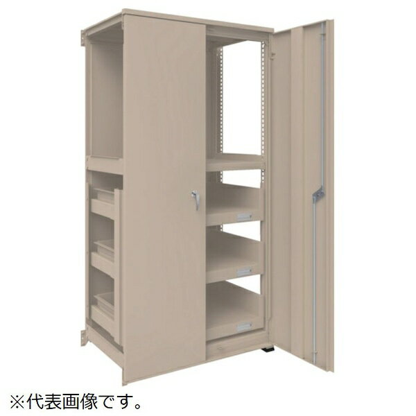 ■ダブルサスペンションレールにより引出し率100％、引出し奥の収納物出し入れが簡単です。【仕様】・間口（mm）： 900・奥行（mm）： 571・高さ（mm）： 1800・有効間口（mm）： 840・色： ネオグレー・棚段数（段）： 3（天...