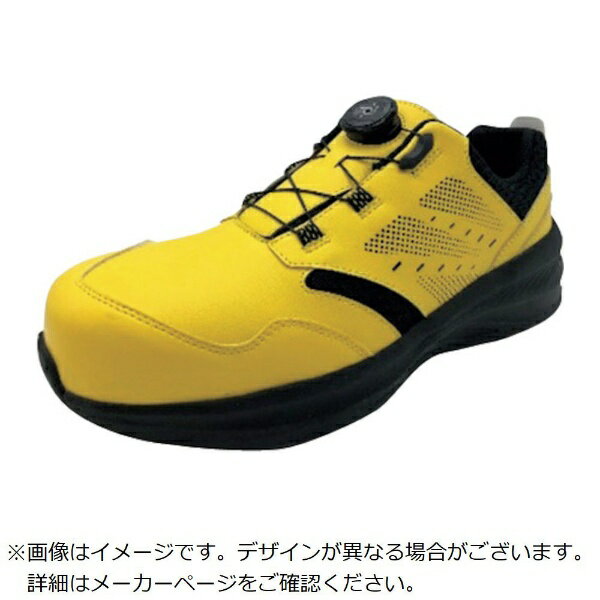 ■ゆるまない、ほどけないダイヤル式ワークシューズ【仕様】・寸法（cm）： 27.0・足幅サイズ： 3.5E・色： イエロー・JSAA　B種相当【材質／仕上】・甲被： 人工皮革