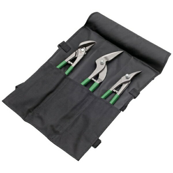 ■良く使用する3本がセットになっています。■持ち運びや収納に便利なロール式バッグに入っています。【仕様】・切断能力（mm）鉄板： 1.0・切断能力（mm）銅板： 1.2・切断能力（mm）ステンレス板： 0.8【材質／仕上】・本体： 工具鋼・...